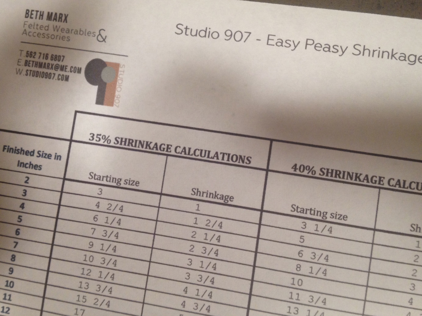 Easy Peasy Shrinkage Calculation Sheet - Payhip