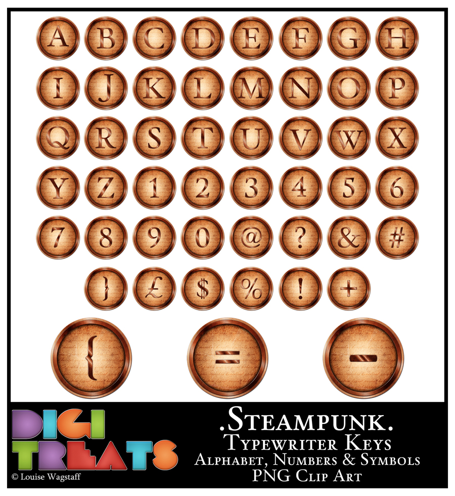 Steampunk Letters, Numbers & Symbols PNG Clip Art 49 pcs - Payhip