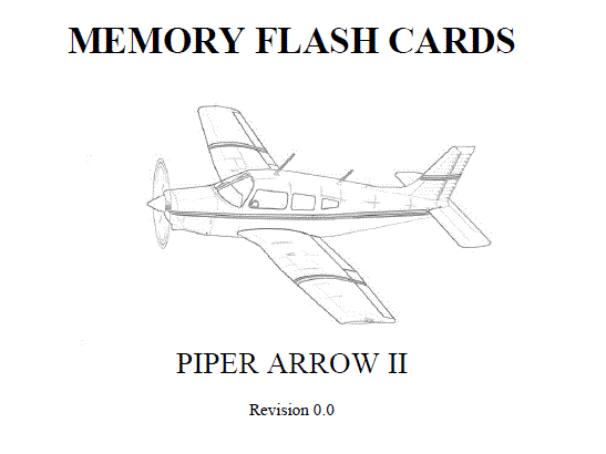 Memory Flash Cards - Piper Arrow II - Payhip