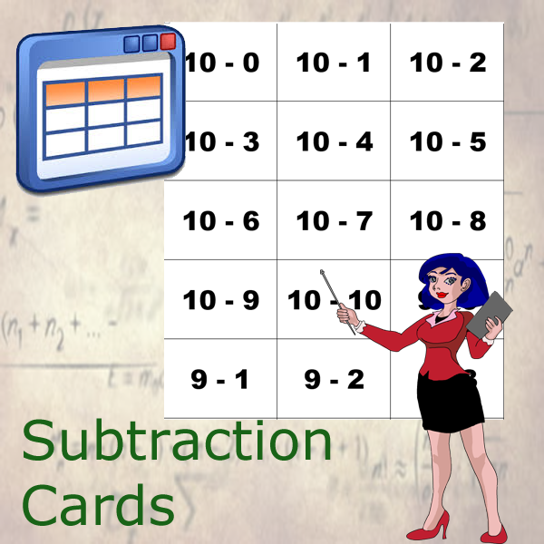 Subtraction Cards - Payhip