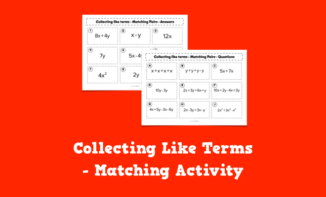 Collecting Like Terms - Matching Activity - Payhip