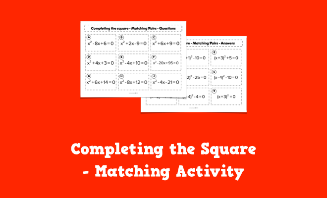 Completing the Square - Matching Activity - Payhip