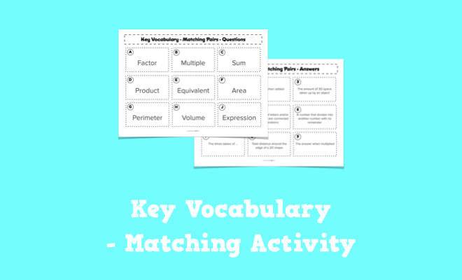 Key Maths Vocabulary - Matching Activity - Payhip