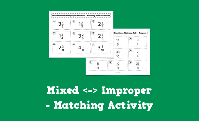 Converting between Mixed Numbers & Improper Fractions - Matching Activity - Payhip