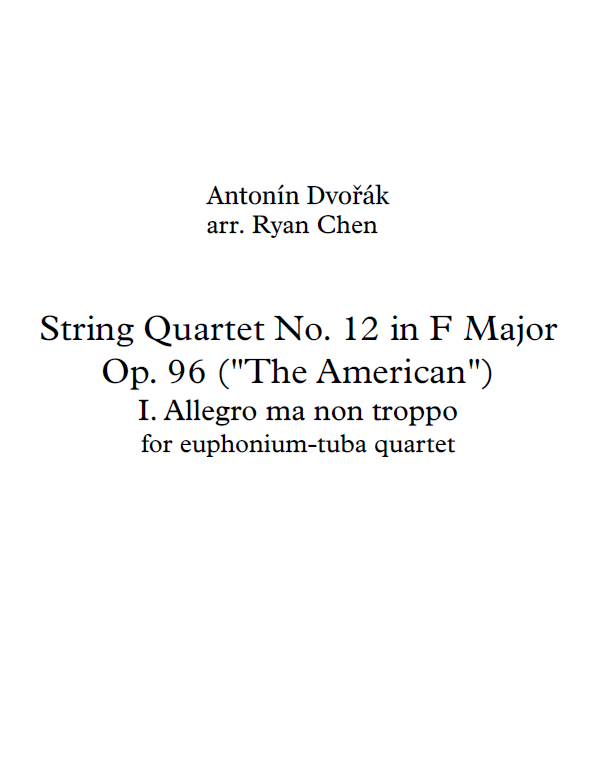 String Quartet No. 12 in F Major, Op. 96 ("The American") - I. Allegro ma non troppo by Antonin ...