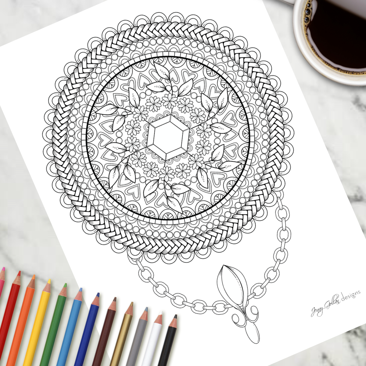 Printable Colouring Page Eclectic Mandala - Payhip