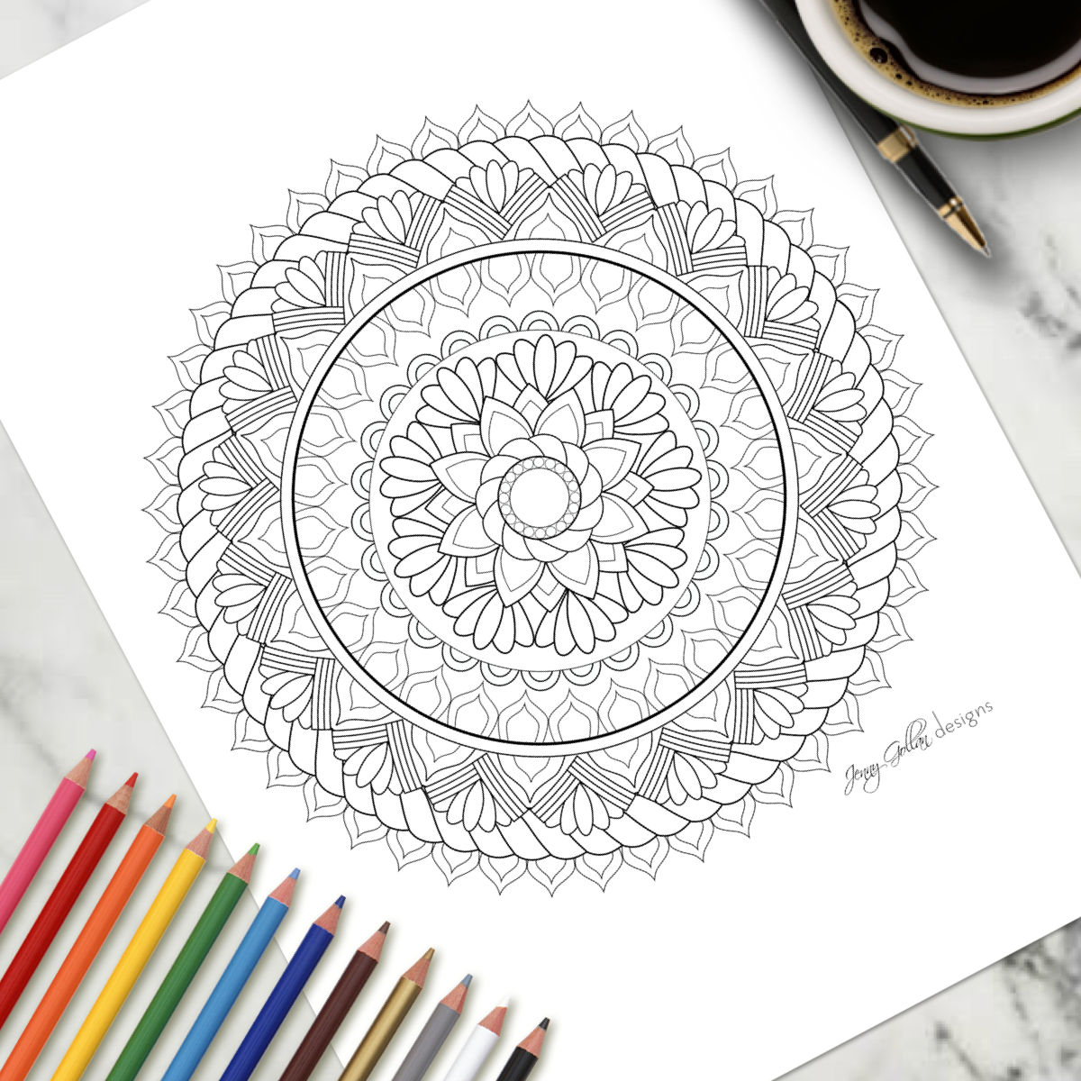 Printable Colouring Page Turkish Mandala - Payhip