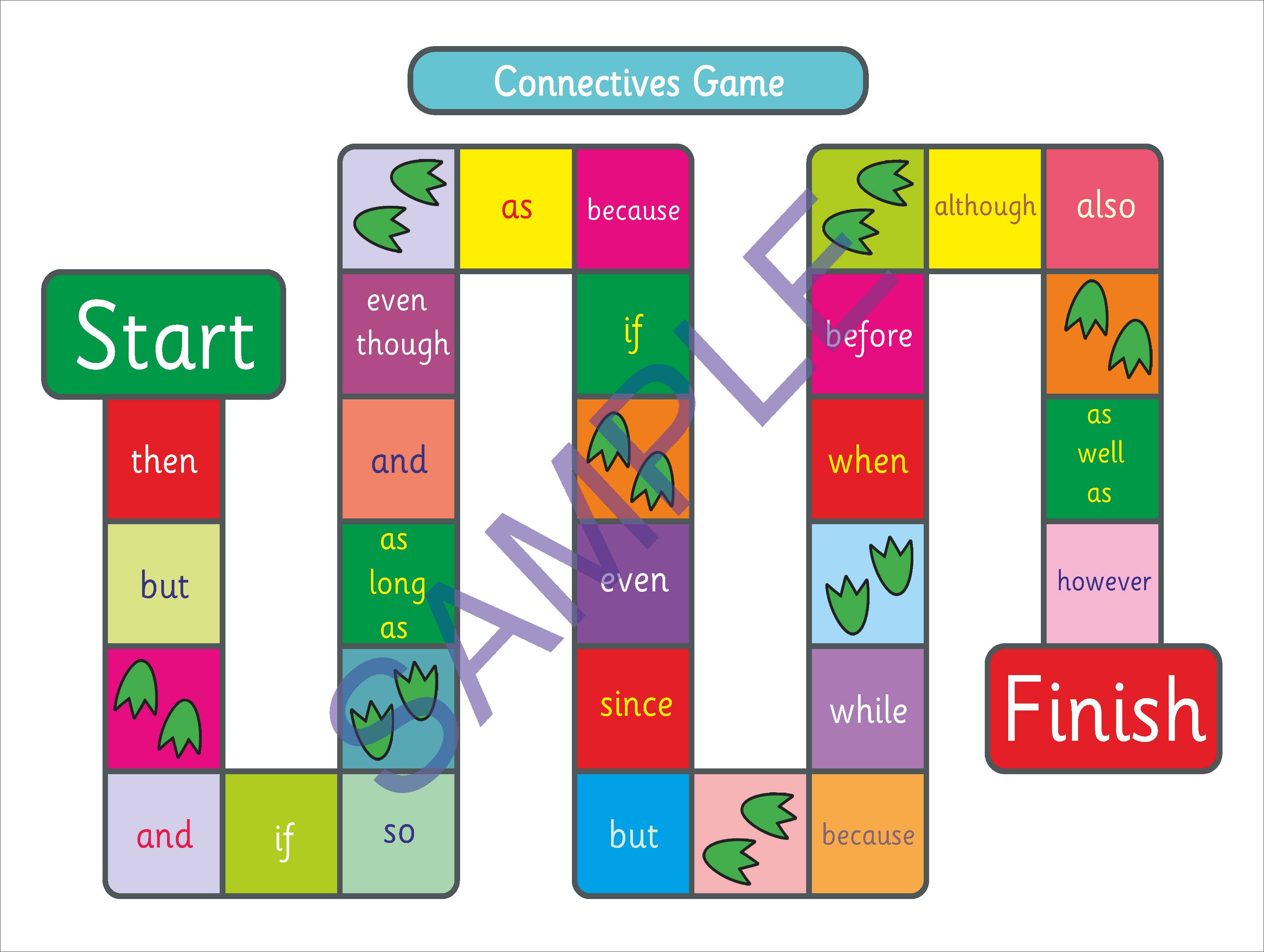Connectives Game. A3 . Make up a sentence with two ideas joined by a ...