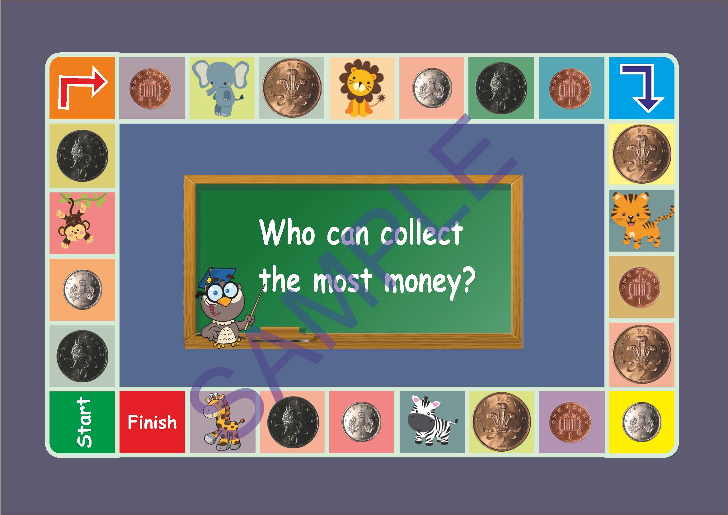 UK money : 1 penny , 2 ,5 and 10 pence coins game . Maths - Payhip