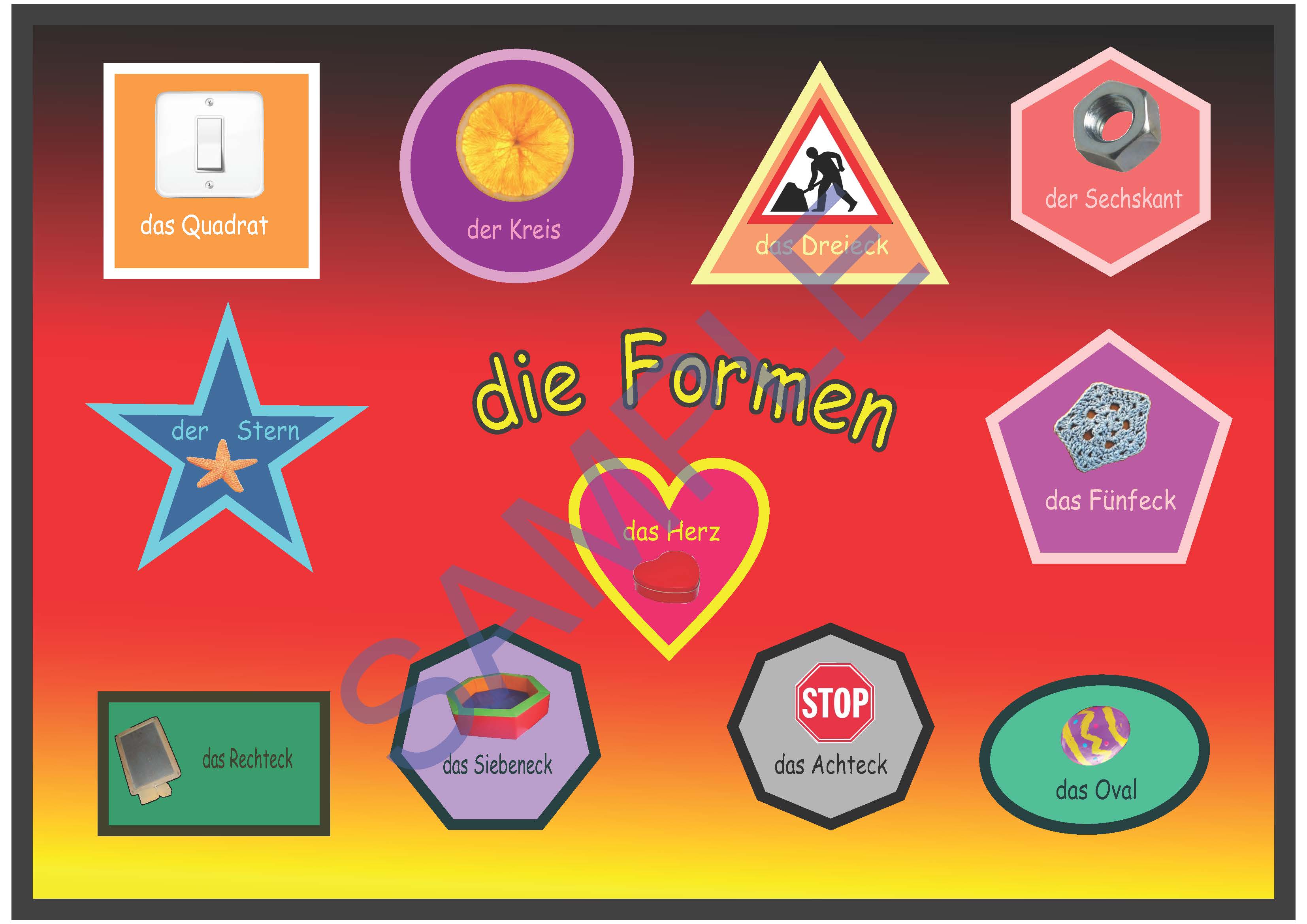 Poster about the Shapes in German . A3 size . - Payhip