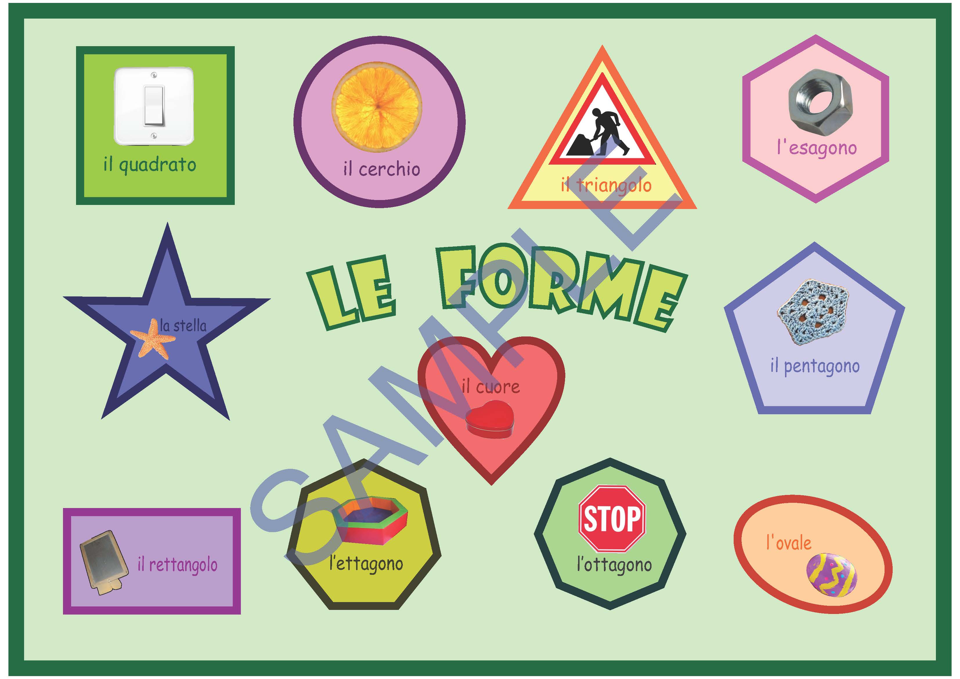 Poster about the Shapes in Italian . A3 size . - Payhip