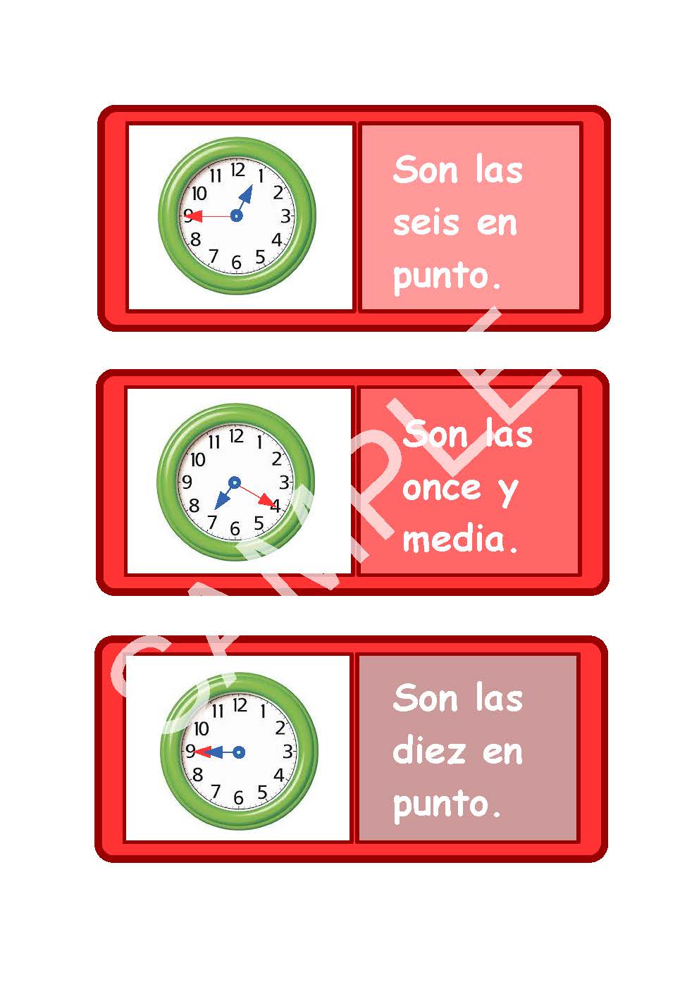 Spanish Telling the time dominoes. Dominó de las horas. - Payhip