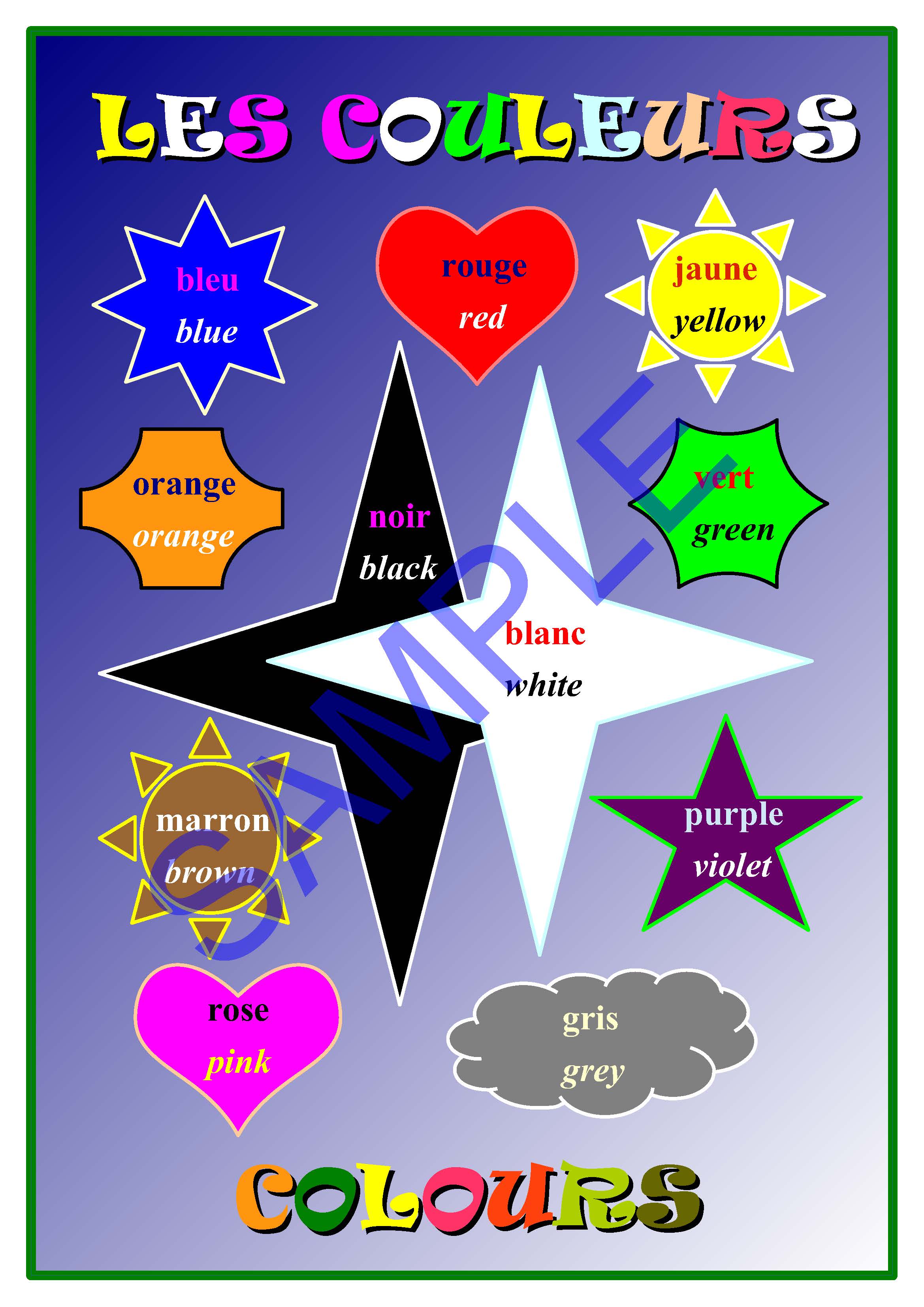 Bilingual English and French colours Poster. A3 . - Payhip
