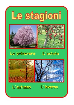 Poster about the seasons in Italian. Green. Le stagioni - Payhip