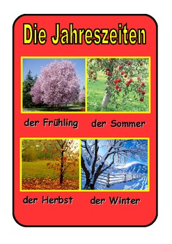 Poster about the seasons in German. Red. Die Jahreszeiten. - Payhip